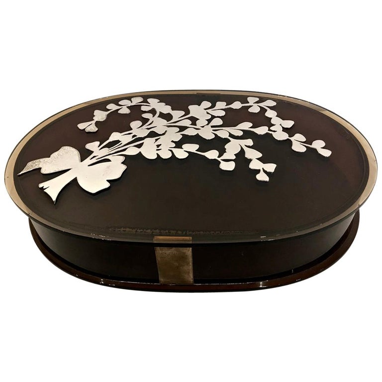 Lucite Silver Overlay Box at 1stDibs