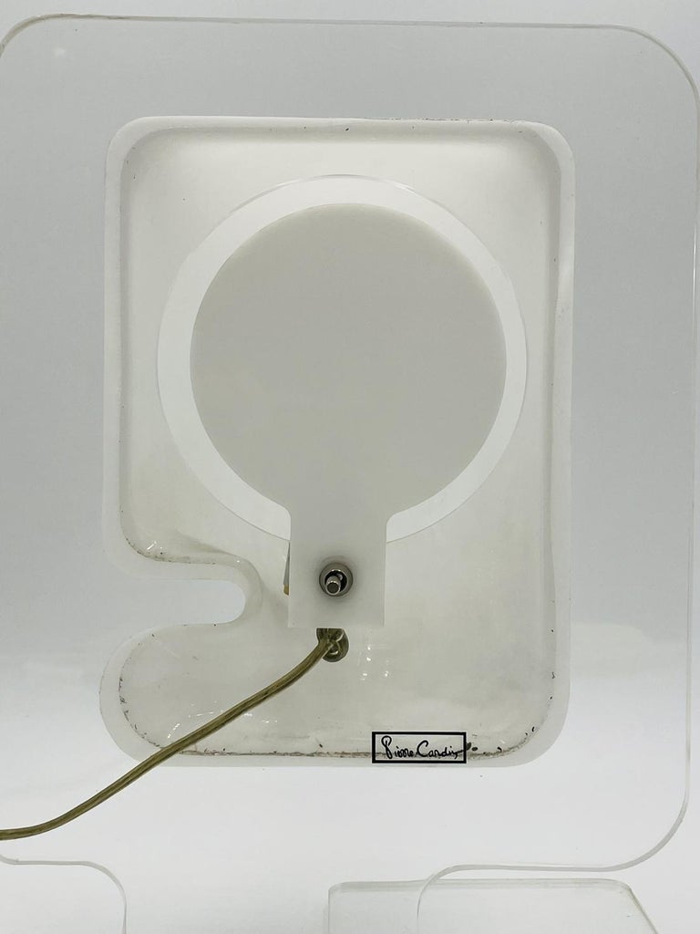 Lucite Table Lamp by Pierre Cardin, Signed For Sale at 1stDibs