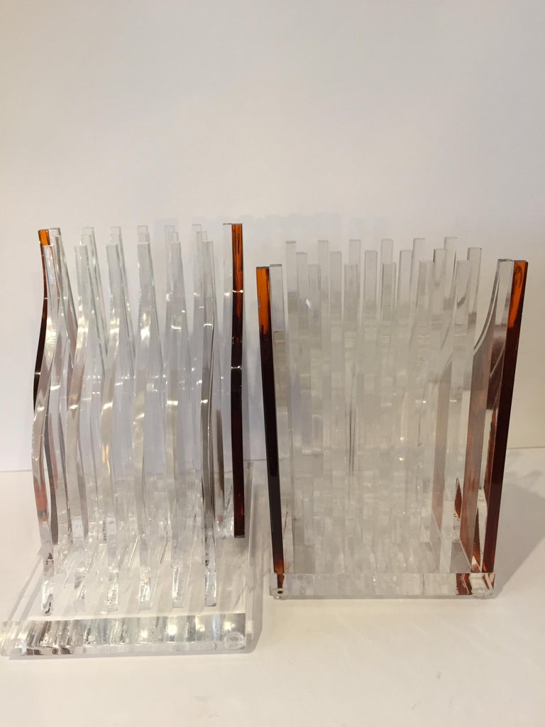 Lucite Tortoise Celluloid Streamline Book Ends For Sale at 1stDibs