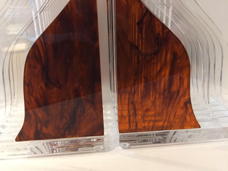 Lucite Tortoise Celluloid Streamline Book Ends For Sale at 1stDibs