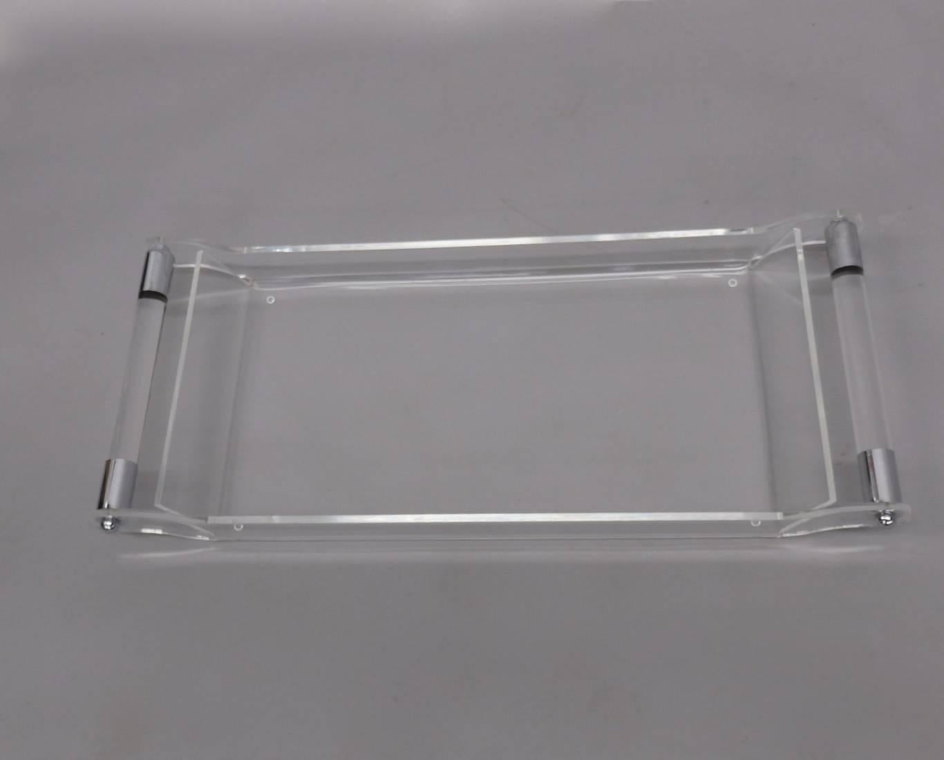 Lucite with Chrome Serving Tray at 1stDibs | lucite serving tray