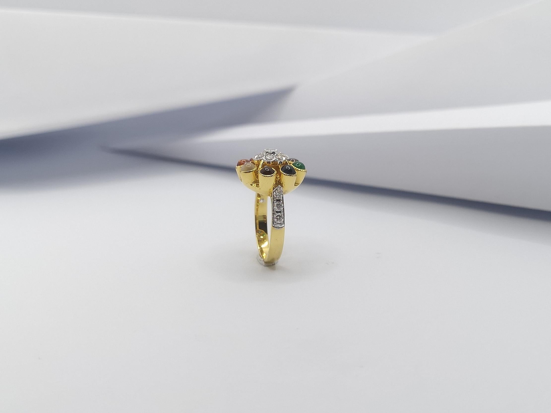 Lucky 9-Gemstone Ring Set in 18 Karat Gold Settings For Sale at 1stDibs ...