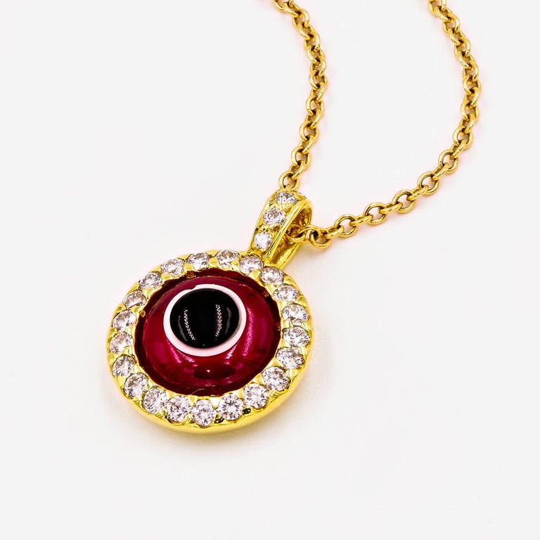"Lucky Eye" Pendant with Diamonds and Ruby ‘Synthetic’ Eye For Sale at ...