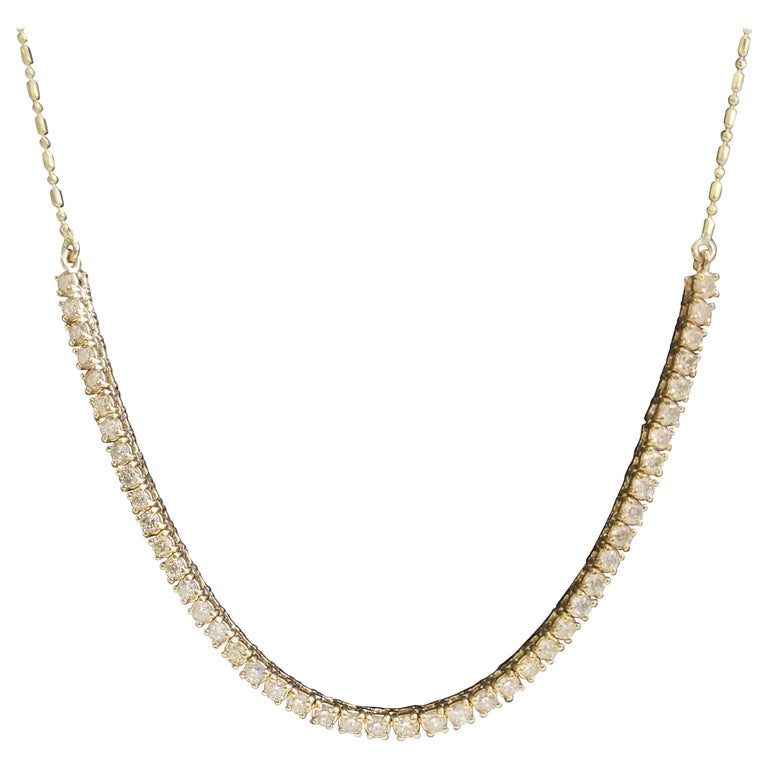 Lucky U-Shape Diamond 14 Karat Yellow Gold Necklace For Sale at 1stDibs