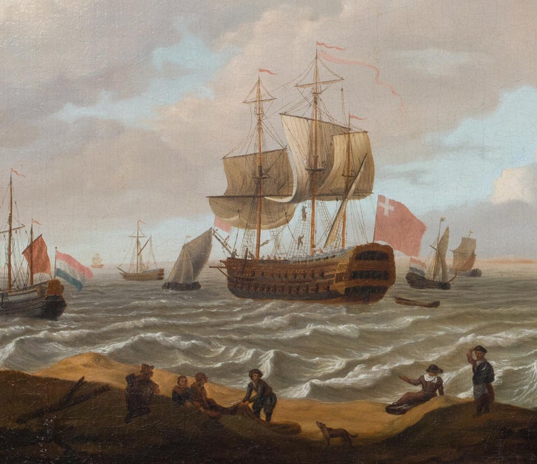 Dutch Fishing Boats and Naval Ships Offshore, 17th Century For Sale at ...