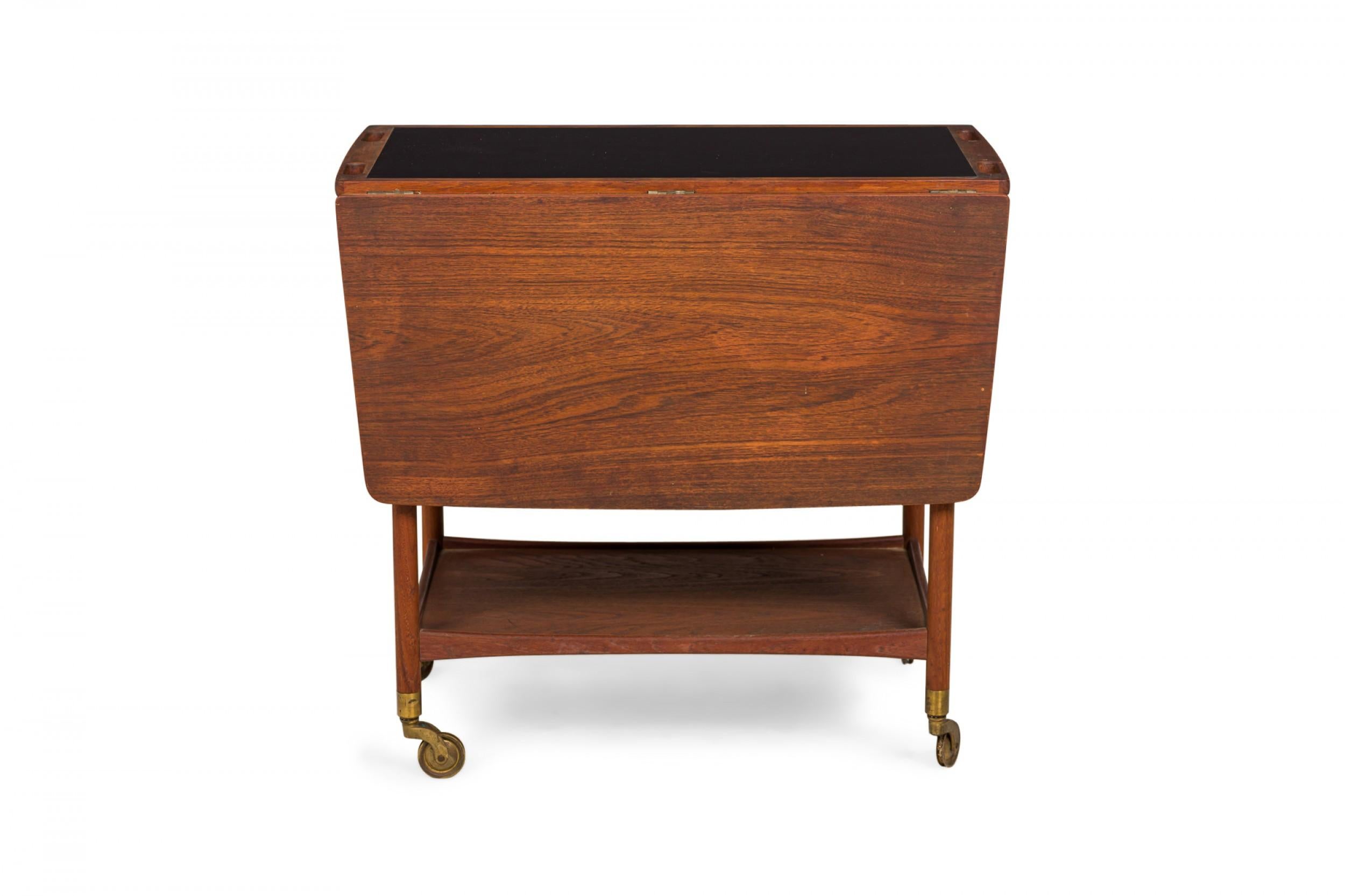 Ludvig Pontoppidan Danish Teak and Black Laminate Drop Leaf Serving ...