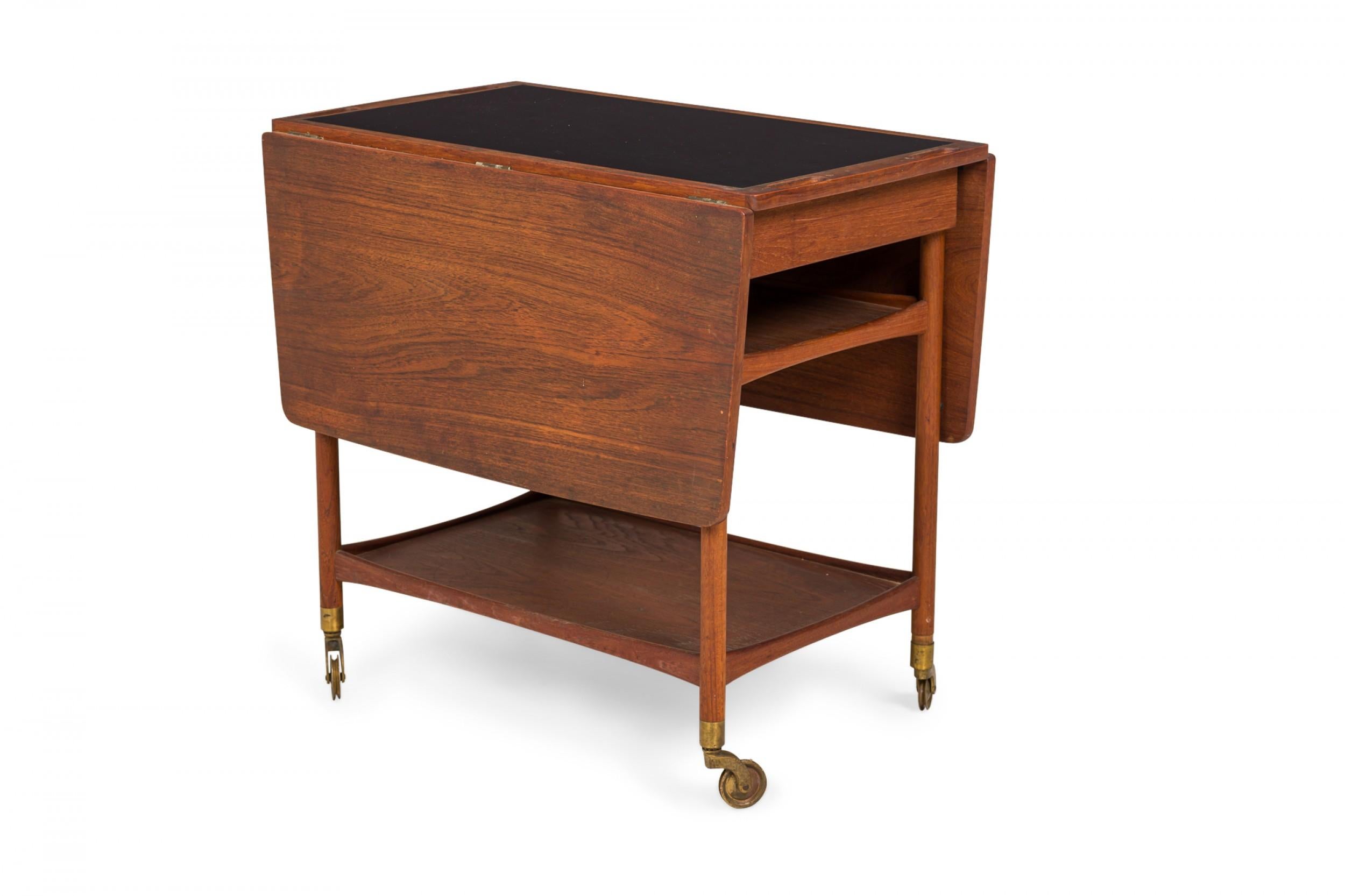 Ludvig Pontoppidan Danish Teak and Black Laminate Drop Leaf Serving ...