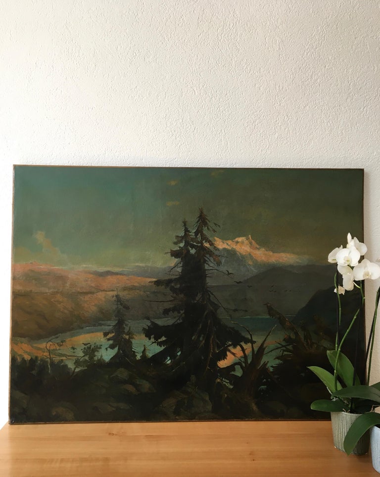 Ludwig Willroider - Mountain lake and sunset For Sale at 1stDibs