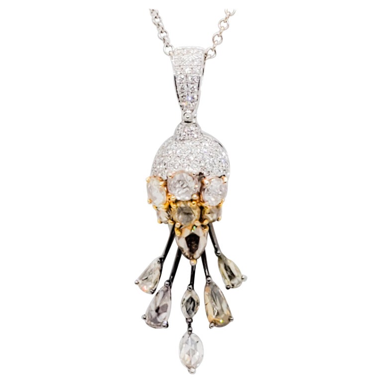 Lugano Estate Brown and White Multi-Shape Necklace in 18 Karat 2-Tone ...