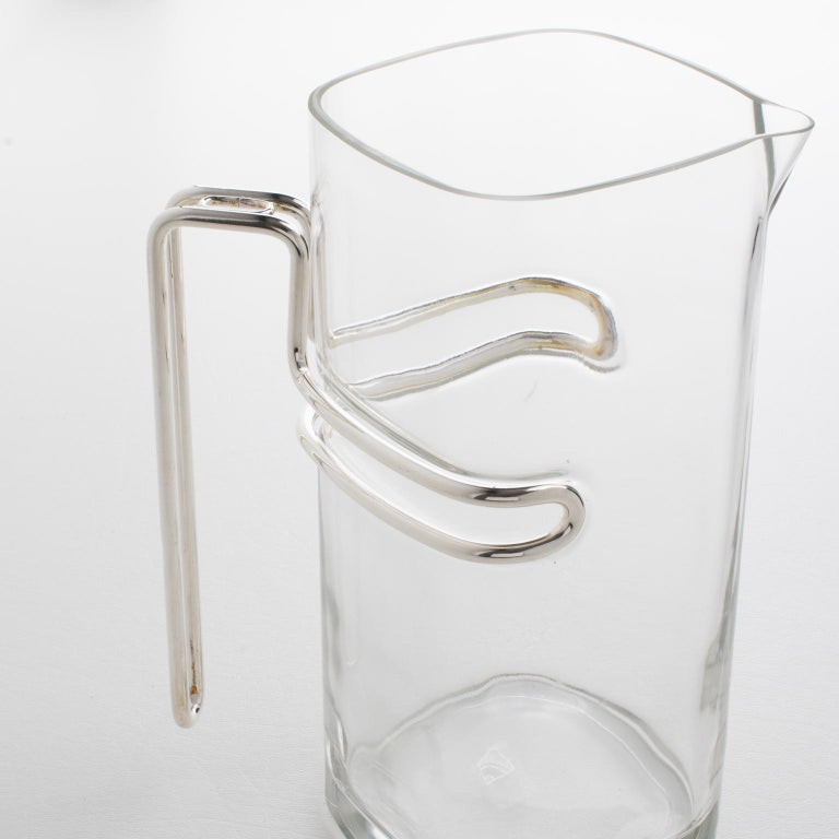 Luigi Bormioli Silver Plate and Glass Barware Cocktail Martini Pitcher ...