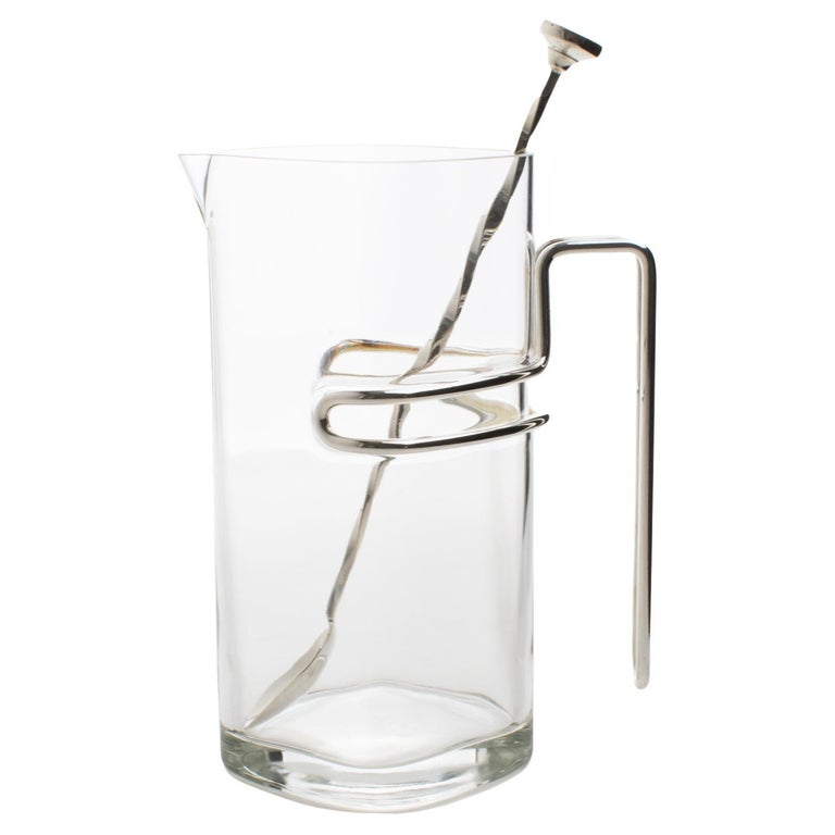 Luigi Bormioli Silver Plate and Glass Barware Cocktail Martini Pitcher ...