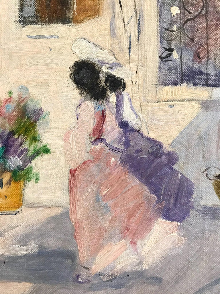 Luigi Cagliani - "Italian Courtyard Scene with Figures" Impressionist ...