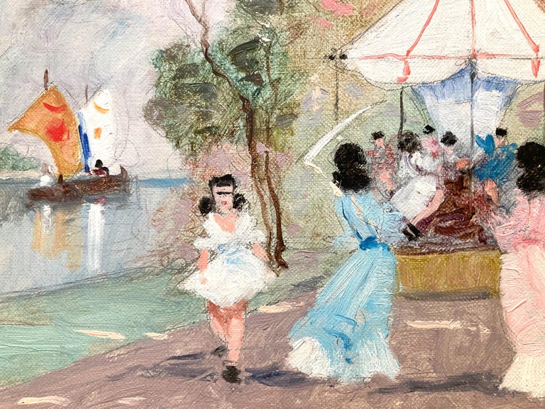 Luigi Cagliani - "Parisian Carnival with Children and Carousel ...
