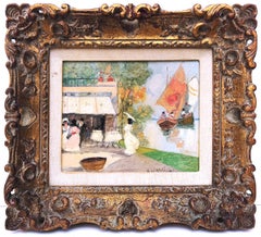 Luigi Cagliani - Parisian Street Scene with Figures, Painting For Sale ...