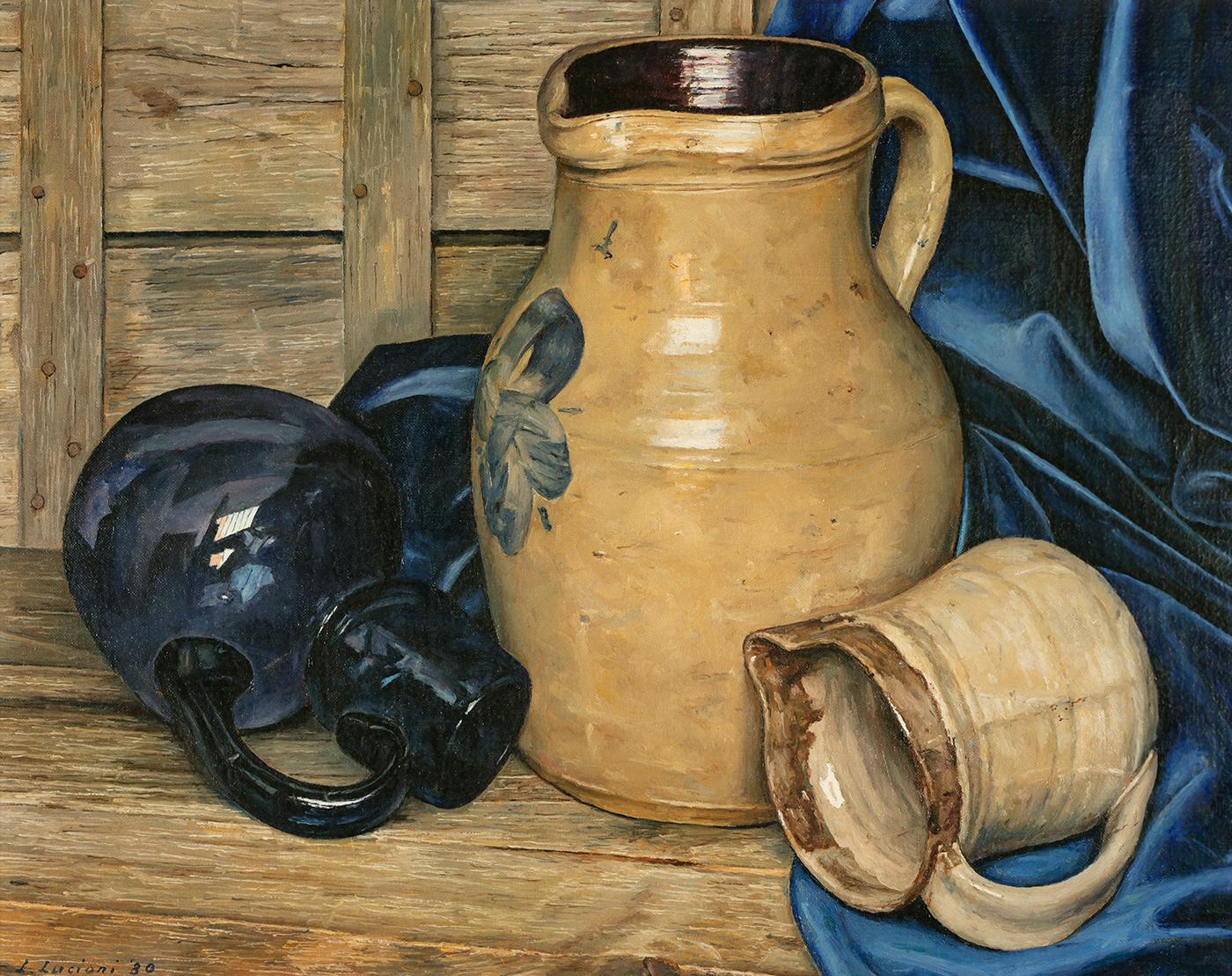 Doris Emrick Lee - Flowers in a Blue Cup For Sale at 1stDibs