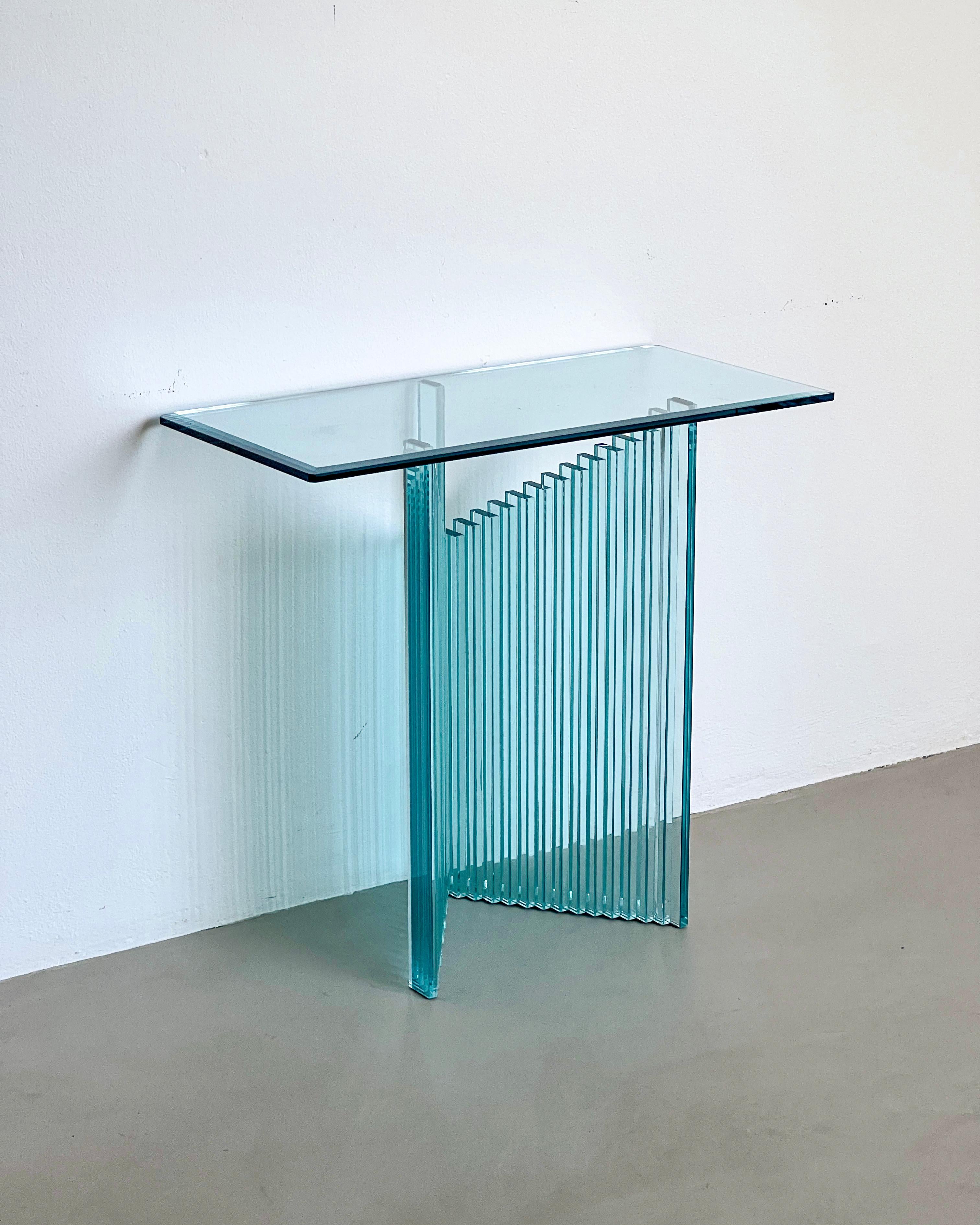 Luigi Massoni para Gallotti and Radice, Mesa consola de cristal Vintage ...