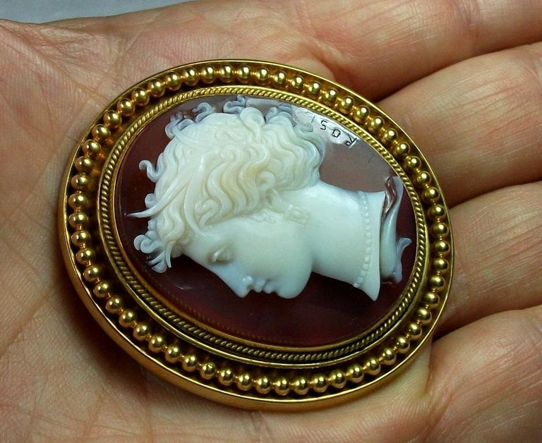 Luigi Rosi Antique Victorian Nymph Arethusa Hard Stone Cameo Brooch at ...