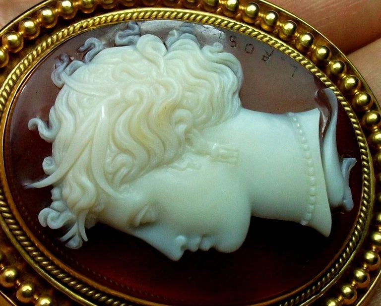 Luigi Rosi Antique Victorian Nymph Arethusa Hard Stone Cameo Brooch at ...