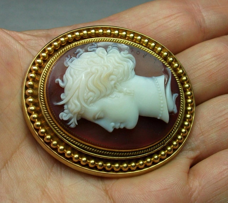 Luigi Rosi Antique Victorian Nymph Arethusa Hard Stone Cameo Brooch at ...