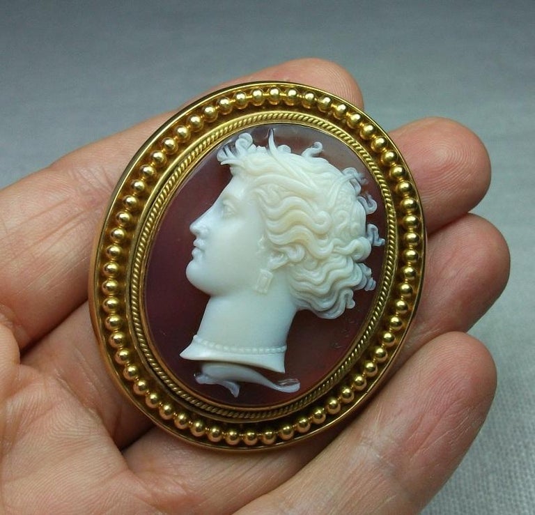 Luigi Rosi Antique Victorian Nymph Arethusa Hard Stone Cameo Brooch at ...