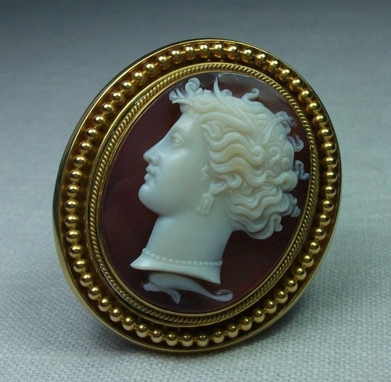 Luigi Rosi Antique Victorian Nymph Arethusa Hard Stone Cameo Brooch at ...