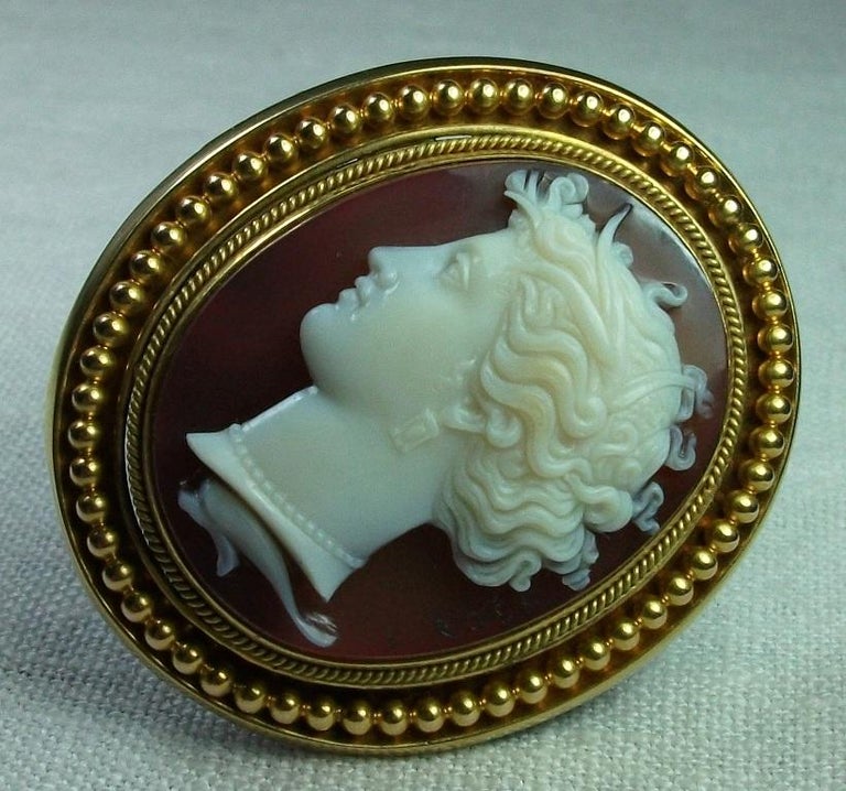 Luigi Rosi Antique Victorian Nymph Arethusa Hard Stone Cameo Brooch at ...