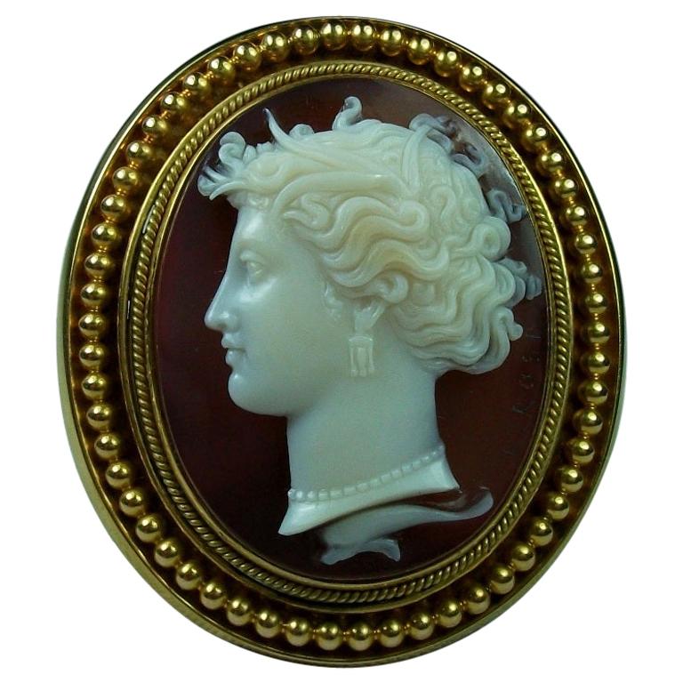 Luigi Rosi Antique Victorian Nymph Arethusa Hard Stone Cameo Brooch at ...