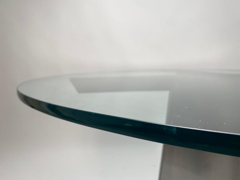 Luigi Saccardo for Maison Jansen, Round Table Steel Frame and Glass, Italy 1970s For Sale at 1stDibs