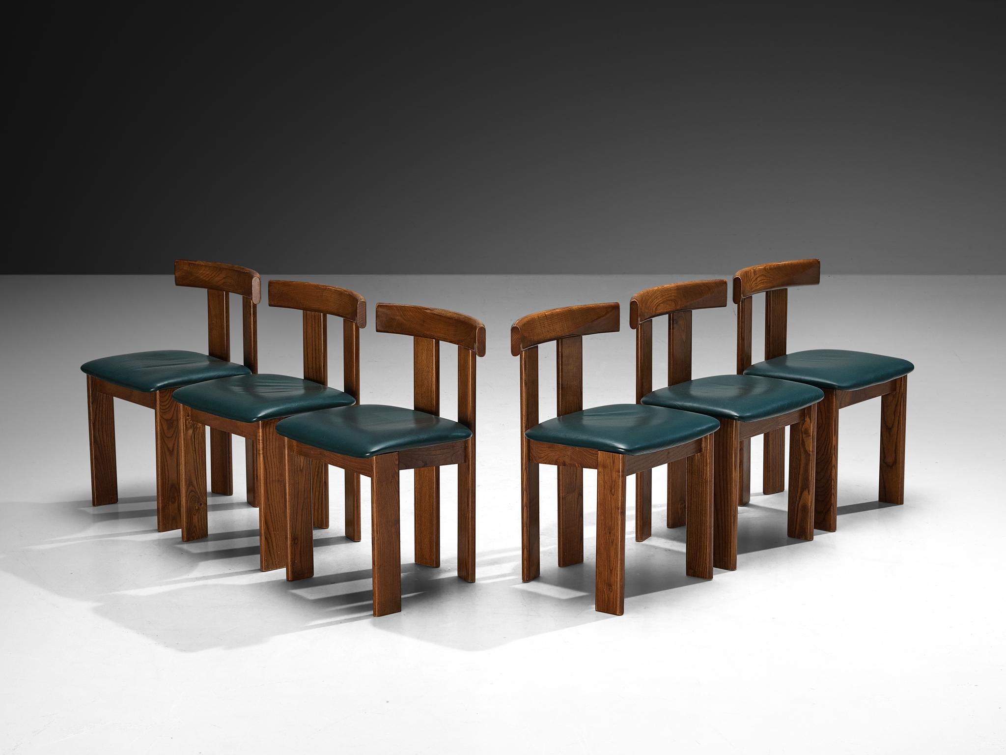 Luigi Vaghi for Former Set of Six Dining Chairs in Ash and Leatherette ...