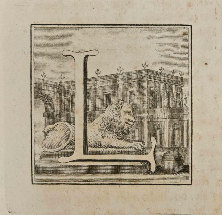 Luigi Vanvitelli - Lettre de l'Alphabet L - Gravure de Luigi Vanvitelli ...