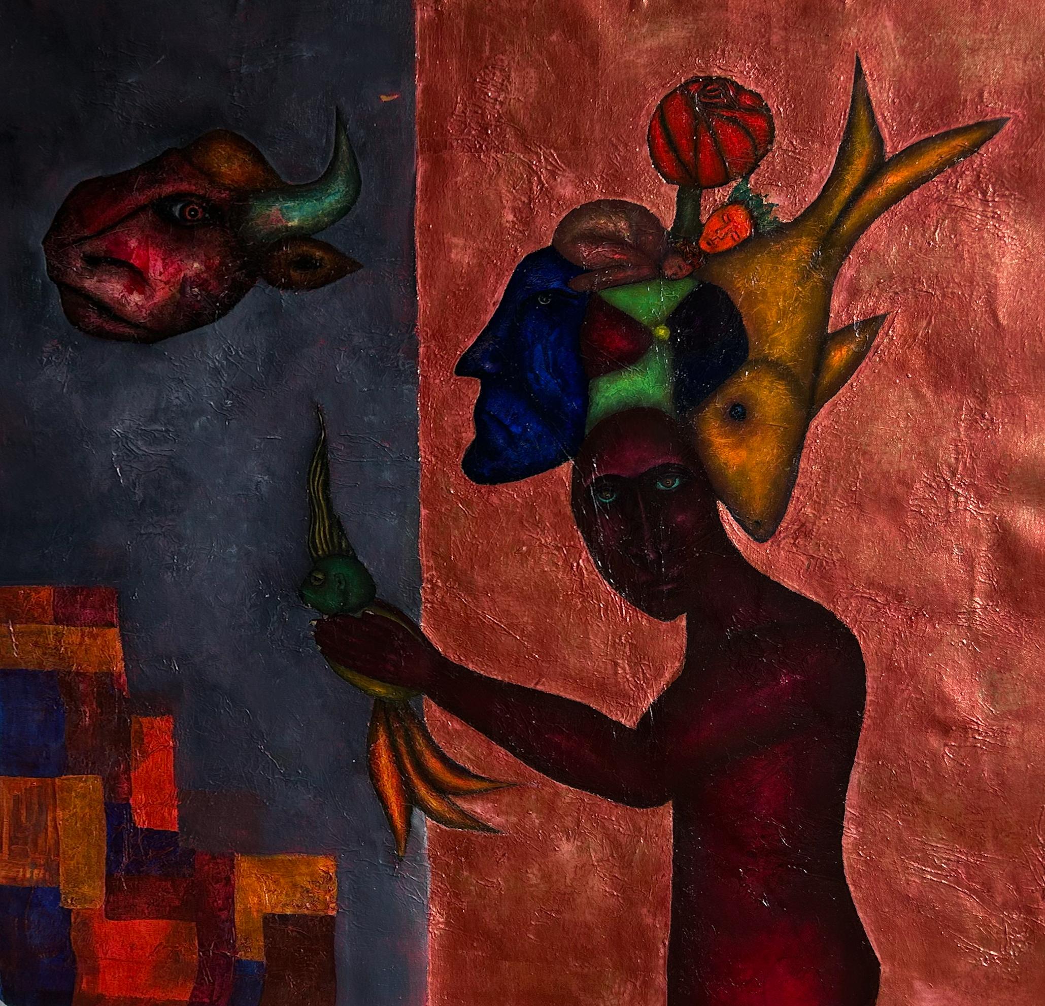 Luis Alexander Rodríguez (Ie-Xiua) - Oil on canvas with animals and ...