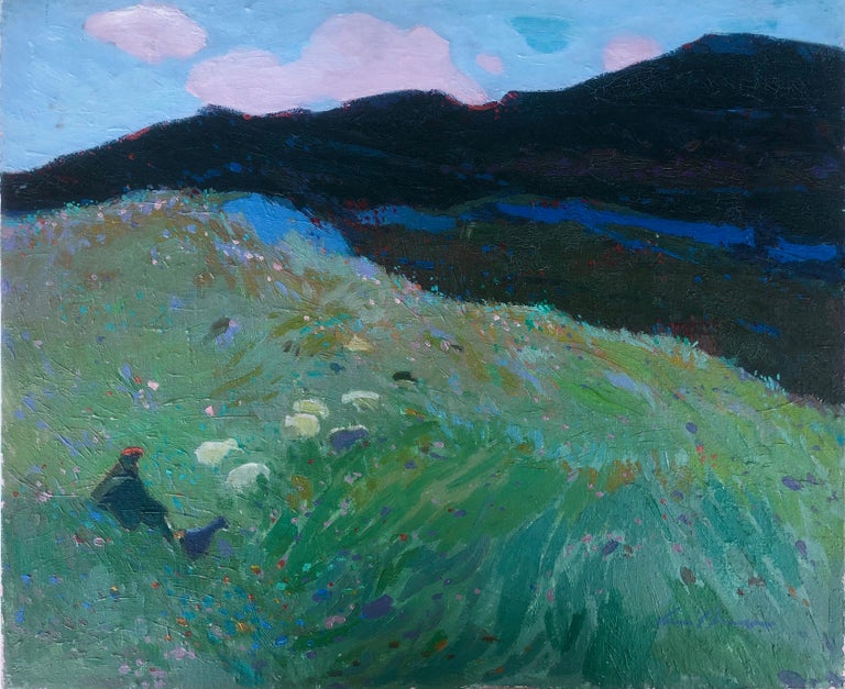 Luis Amer - herding oil on canvas painting spanish landscape spain For ...