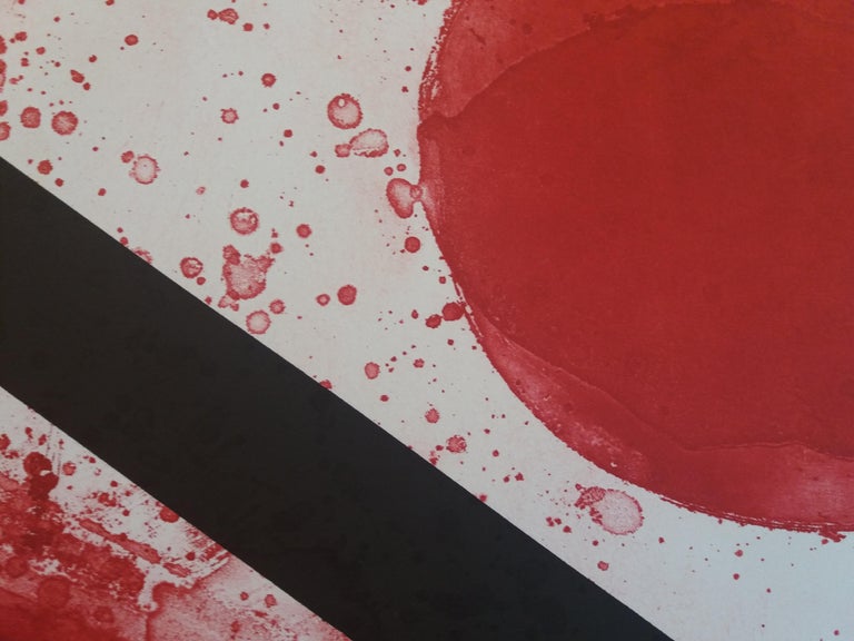 Luis Feito López - red original engraving limited edition painting For ...