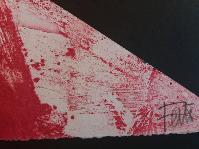 Luis Feito López - red original limited edition painting For Sale at ...