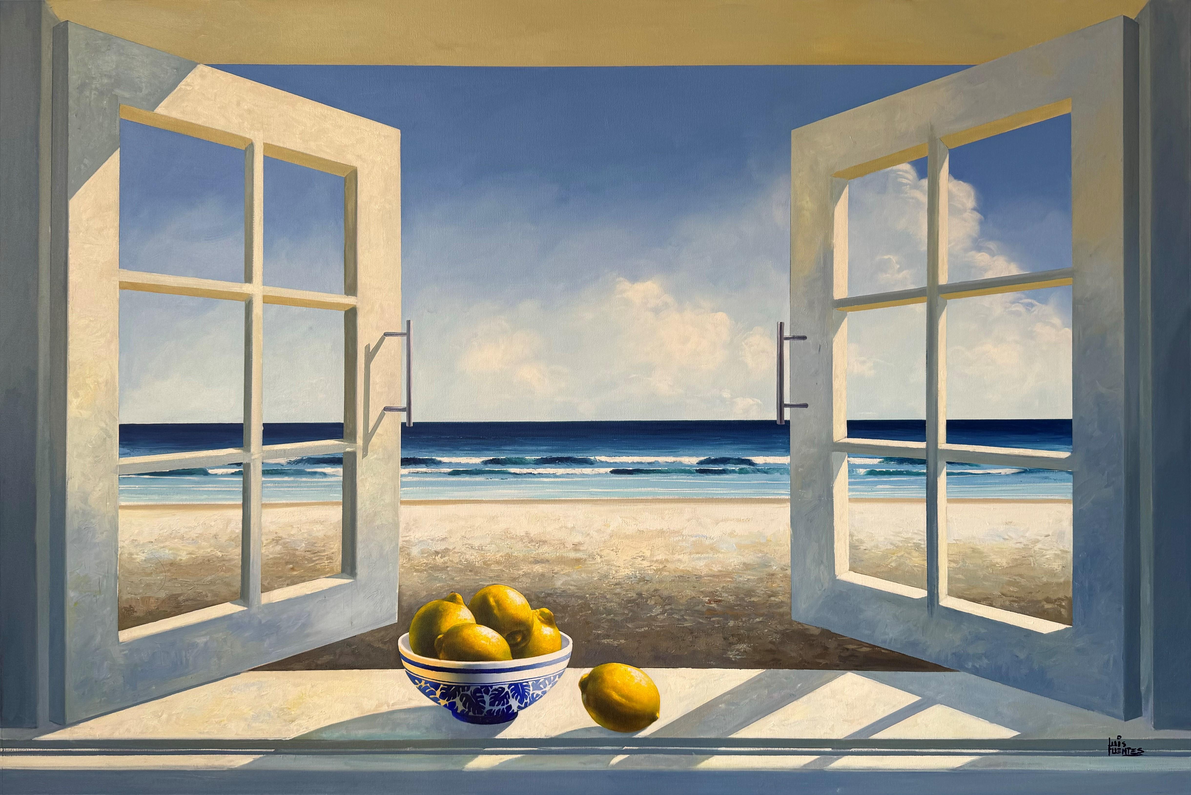 Luis Fuentes - Window with Lemons - original surreal realism seascape ...