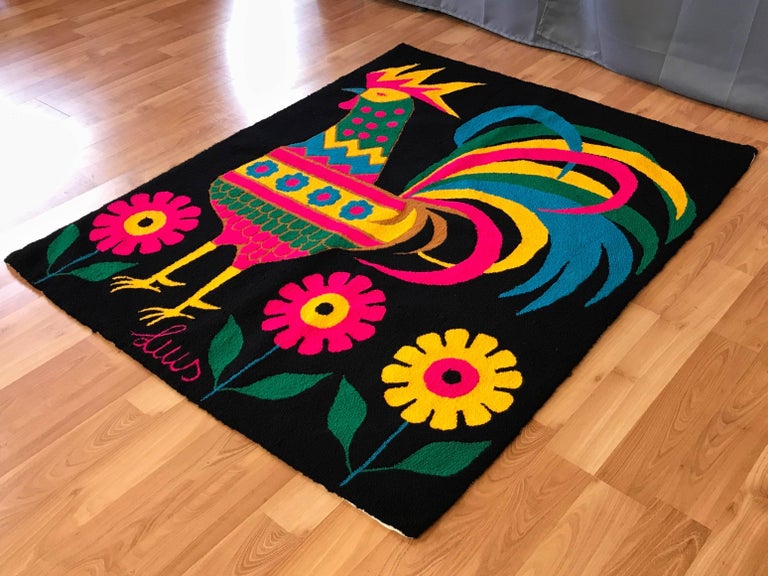 Luis Montiel Colorful and Vibrant Midcentury Rooster Tapestry at ...