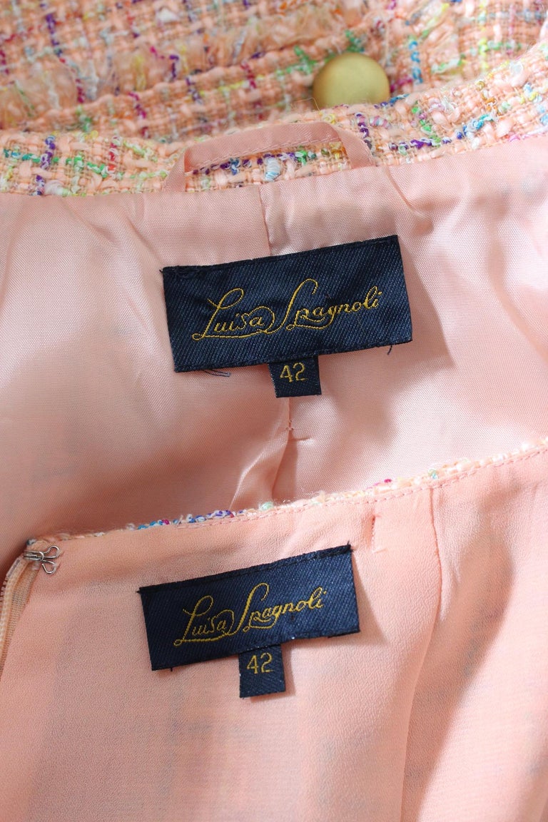 Luisa Spagnoli Pink Boucle Cocktail Skirt Suit For Sale at 1stDibs