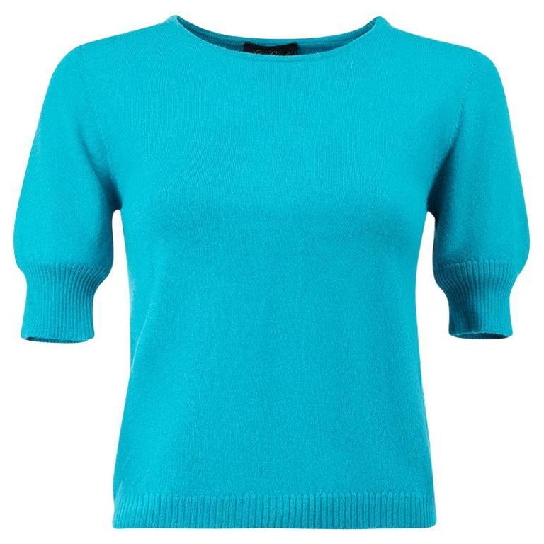 Luisa Spagnoli Women's Turquoise Knit Cropped Jumper For Sale at 1stDibs