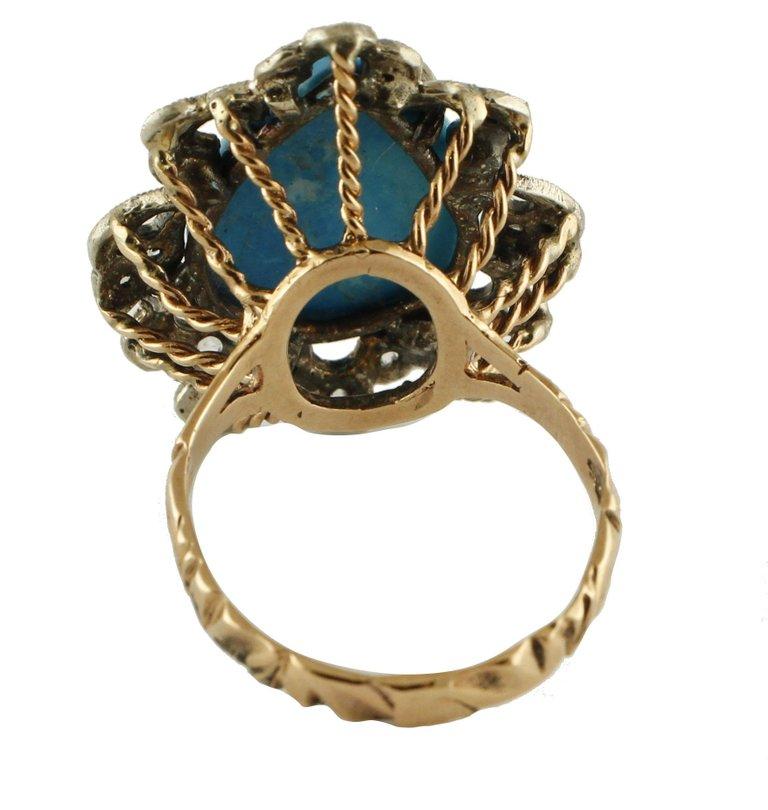 Gold Silver Diamond Stone Cocktail Ring For Sale at 1stDibs