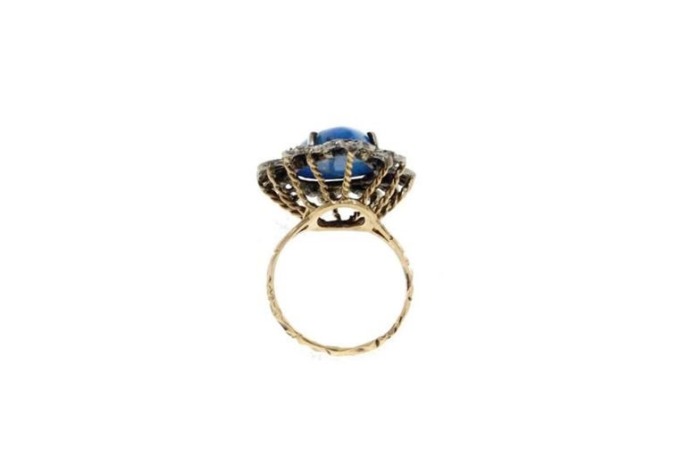 Gold Silver Diamond Stone Cocktail Ring For Sale at 1stDibs