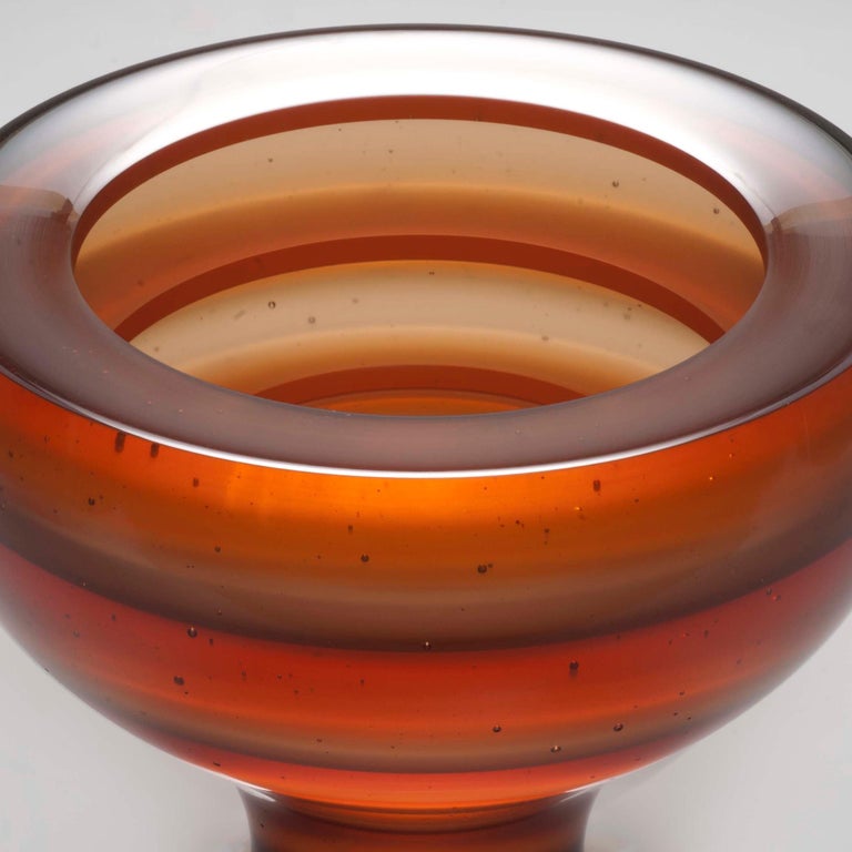 Luka, a unique amber / orange glass art work and centrepiece by Paul ...