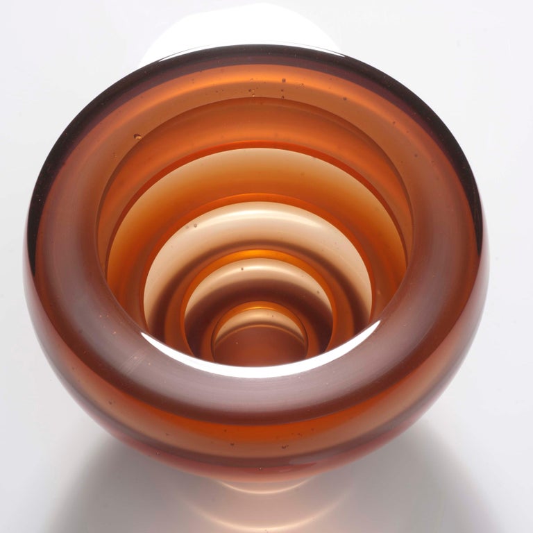 Luka, a unique amber / orange glass art work and centrepiece by Paul ...
