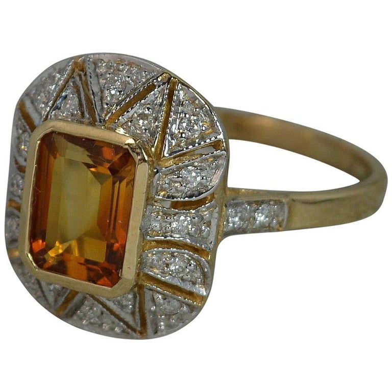 Luke Stockley 9 Carat Gold Citrine and Diamond Cluster Ring at 1stDibs