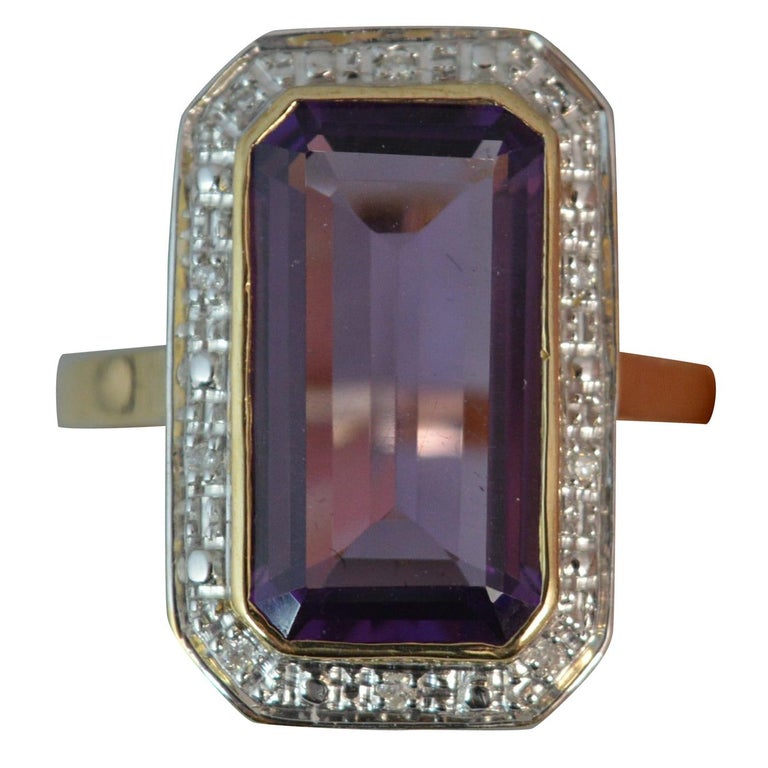 Luke Stockley Art Deco 9 Carat Gold Amethyst and Diamond Panel Ring at ...