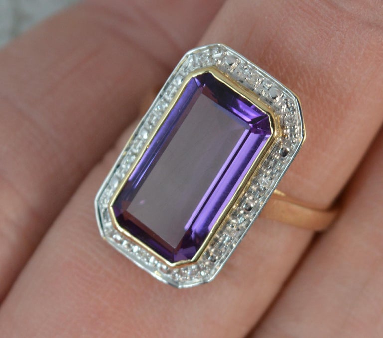 Luke Stockley Art Deco 9 Carat Gold Amethyst and Diamond Panel Ring at ...