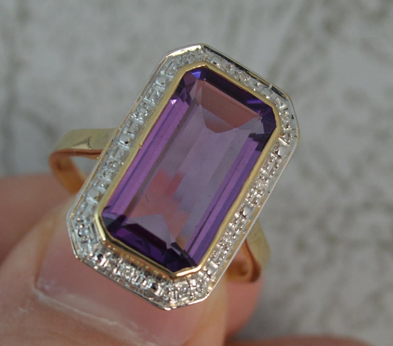Luke Stockley Art Deco 9 Carat Gold Amethyst and Diamond Panel Ring at ...