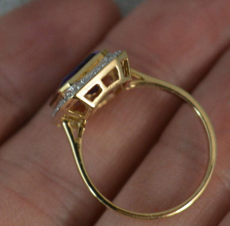 Luke Stockley Art Deco 9 Carat Gold Amethyst and Diamond Panel Ring at ...