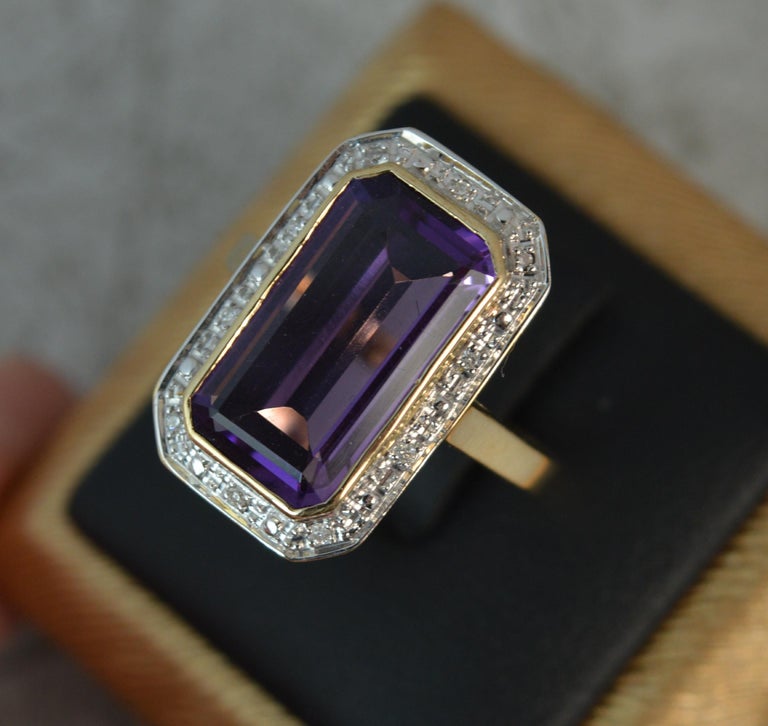 Luke Stockley Art Deco 9 Carat Gold Amethyst and Diamond Panel Ring at ...
