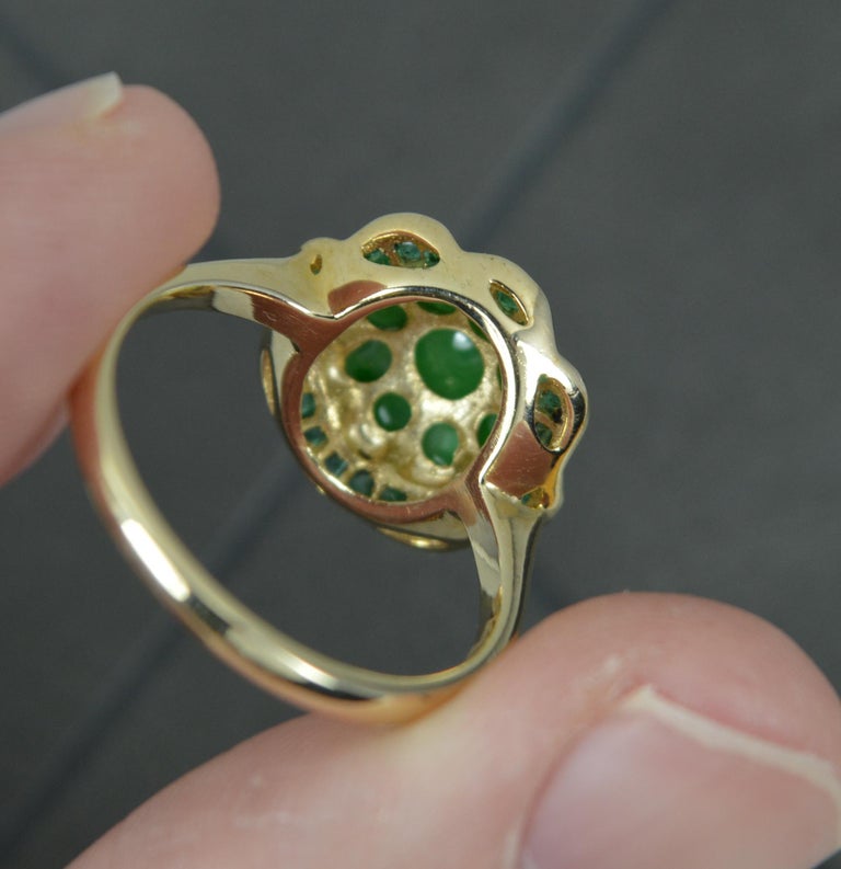 Luke Stockley Jade and Emerald 9ct Gold Cluster Ring For Sale at 1stDibs