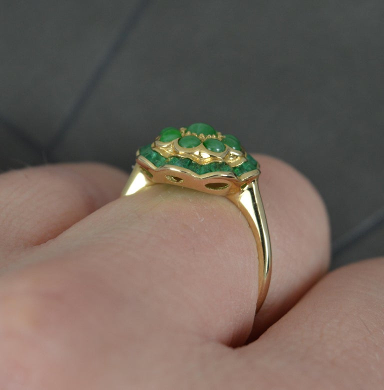 Luke Stockley Jade and Emerald 9ct Gold Cluster Ring For Sale at 1stDibs